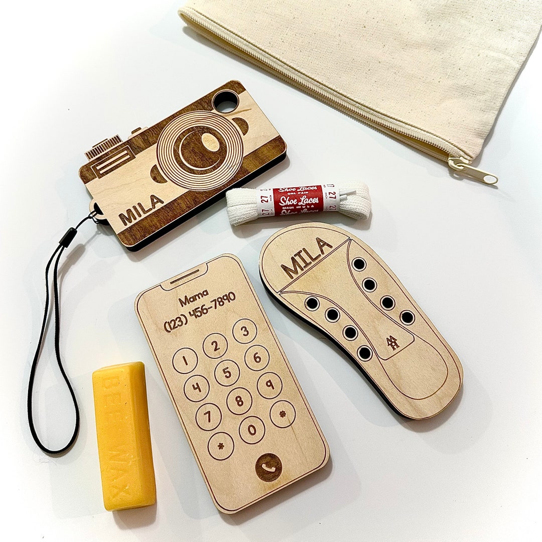 Personalized Toy Phone Montessori Toy Kit, , Wood Phone, Pretend Play ...