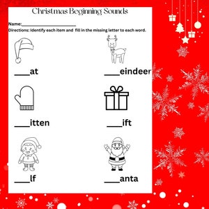 Christmas Beginning Sounds Worksheet, Beginning Sounds Worksheet ...