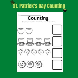 St. Patrick's Day Counting Worksheet, St. Patrick's Day Activity ...