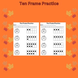 Fall Activity, Math Worksheets, Ten Frame Practice, Kindergarten ...