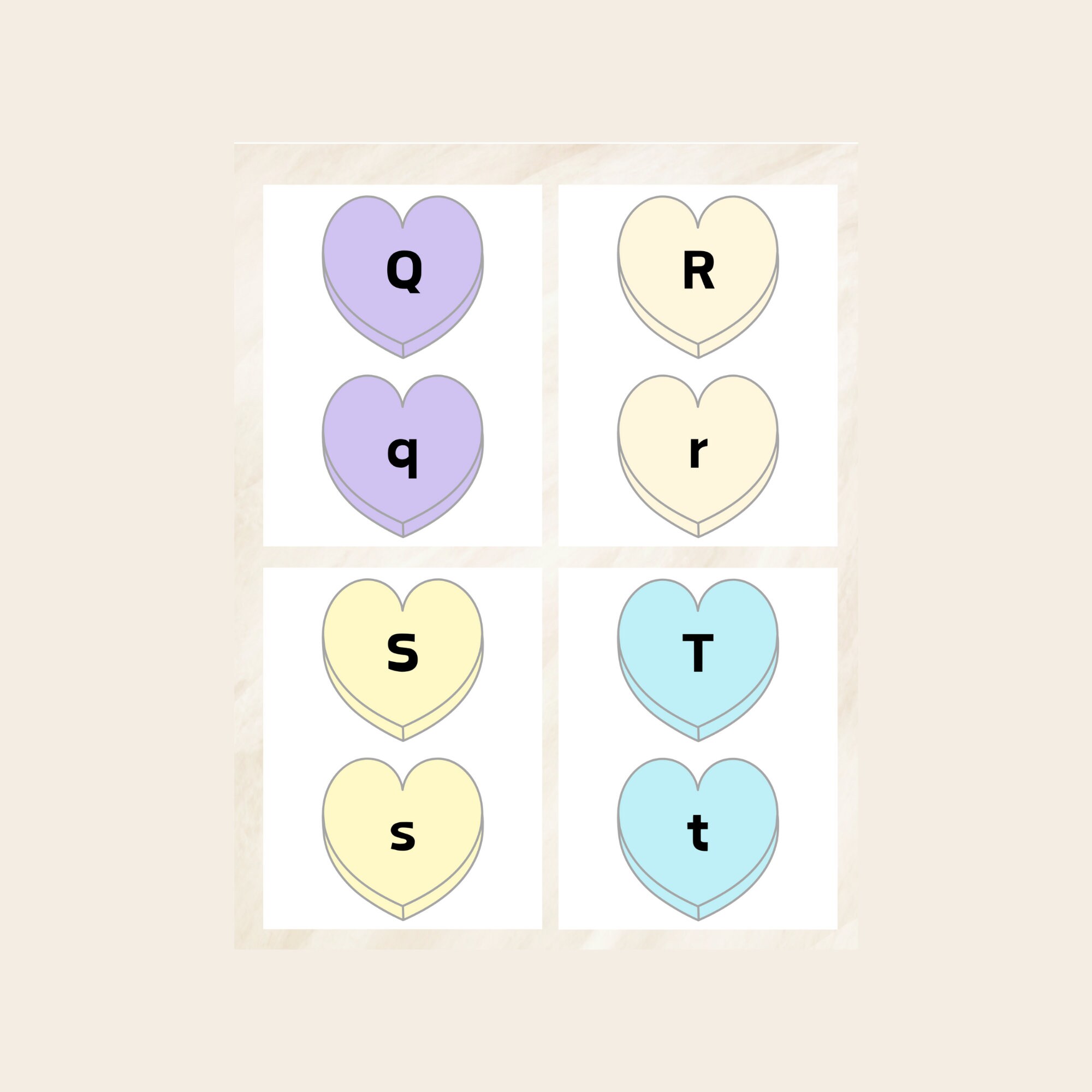 Printable Valentine's Day, Matching Game, Letter Matching, Preschool ...