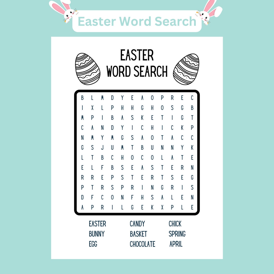 Easter Activity, Easter Word Search, Elementary Worksheet, Spring ...