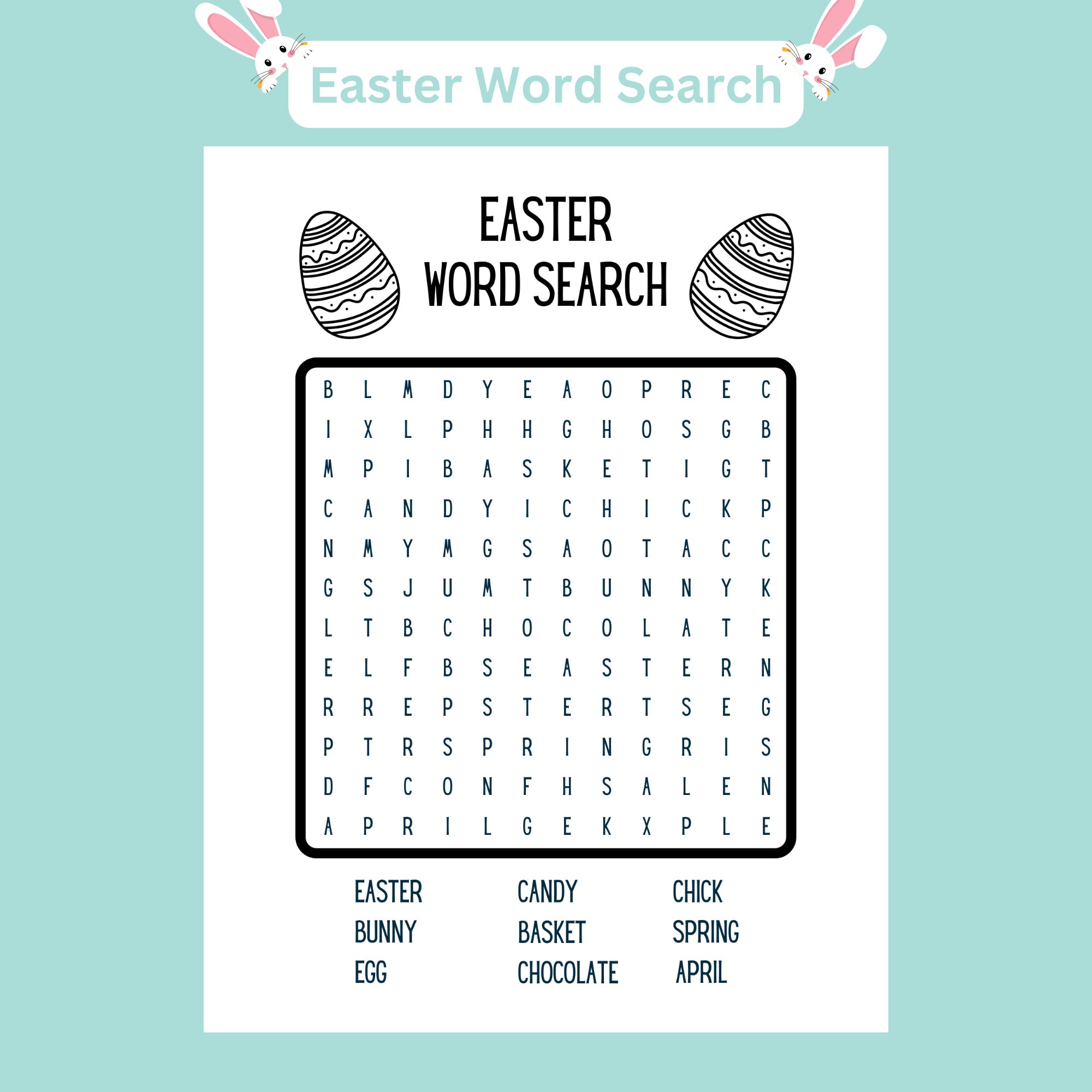 Easter Activity, Easter Word Search, Elementary Worksheet, Spring ...