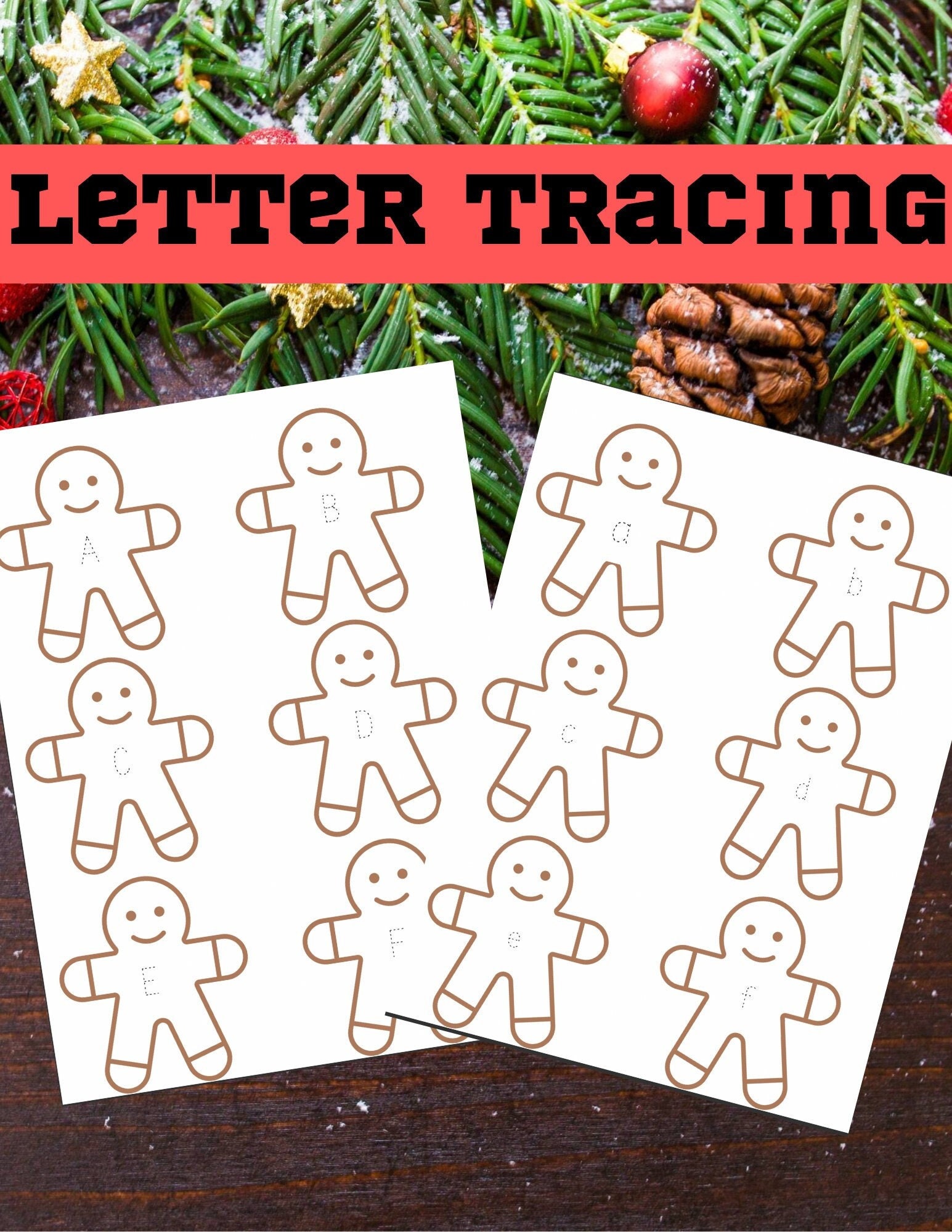 Gingerbread Men Tracing Letters, Christmas Tracing Letters Worksheet ...