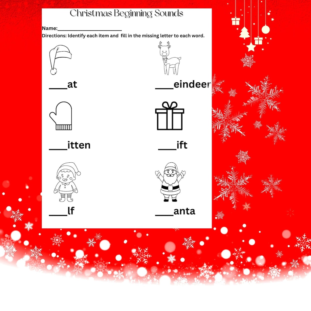 Christmas Beginning Sounds Worksheet, Beginning Sounds Worksheet ...
