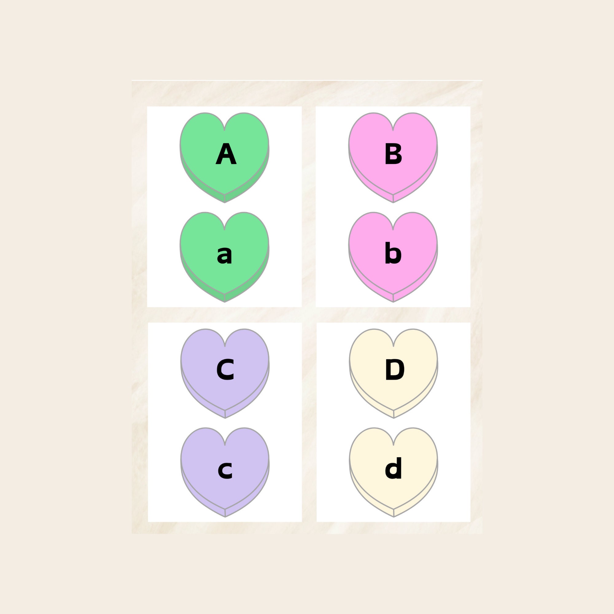 Printable Valentine's Day, Matching Game, Letter Matching, Preschool ...