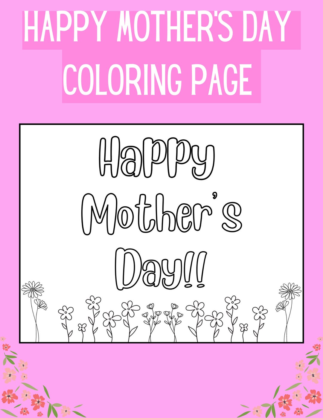 Mother's Day Printable Coloring Pages, Mother's Day Gift, Mother's Day ...