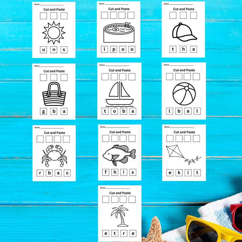 Summer Worksheets, Cut and Paste Worksheets, Homeschool Worksheets ...