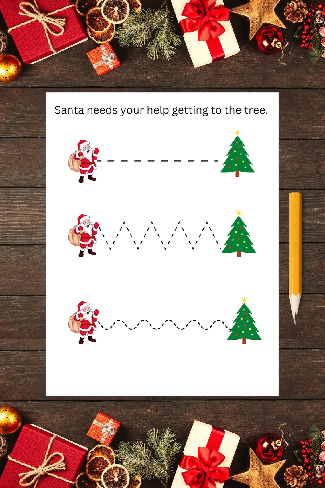 Christmas Preschool Prewriting Worksheet - Etsy