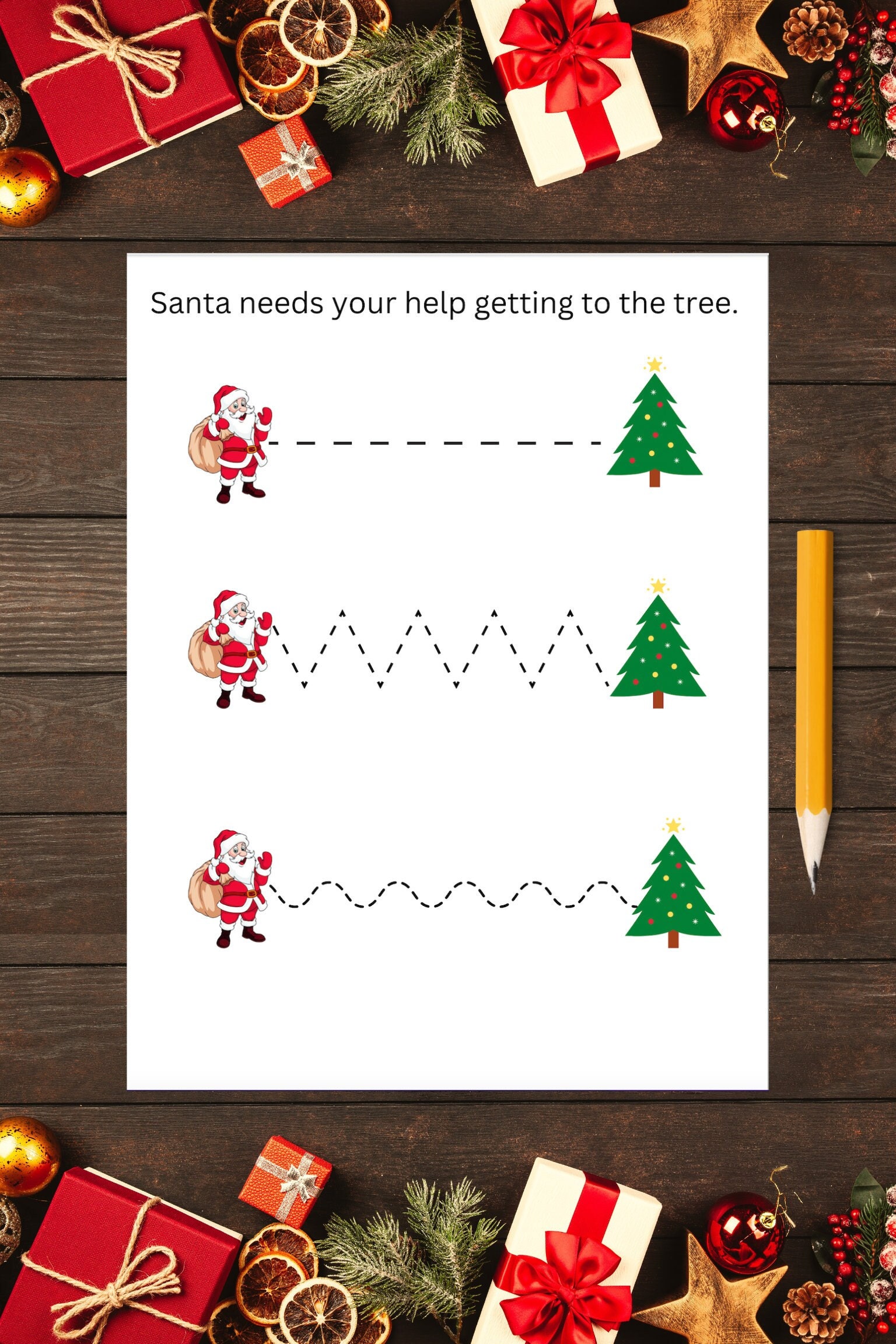 Christmas Preschool Prewriting Worksheet - Etsy