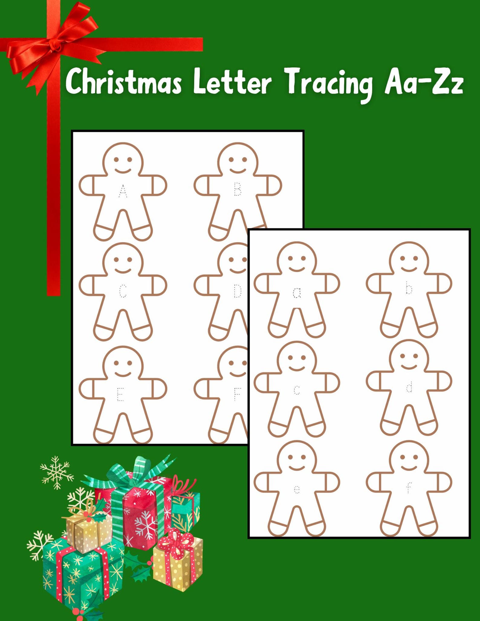 Gingerbread Men Tracing Letters, Christmas Tracing Letters Worksheet ...