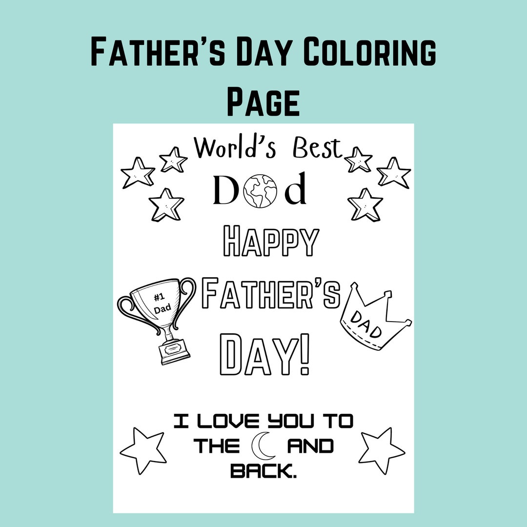 Fathers Day Coloring Page, Fathers Day Coloring Card, Fathers Day Gift ...