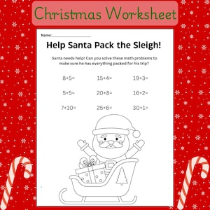 Christmas Math Worksheets for Kids,fun Holiday Math Activities for 1st ...