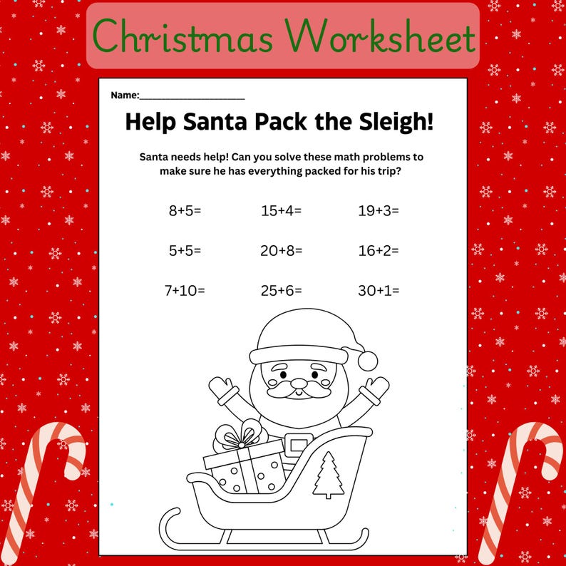 Christmas Math Worksheets for Kids,fun Holiday Math Activities for 1st ...