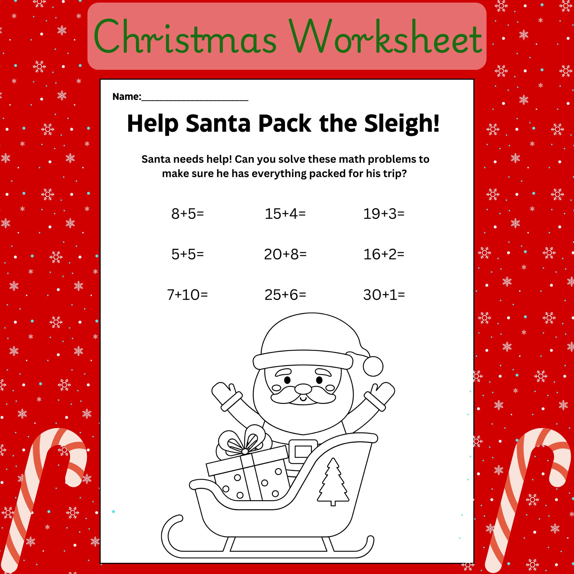 Christmas Math Worksheets for Kids,fun Holiday Math Activities for 1st ...
