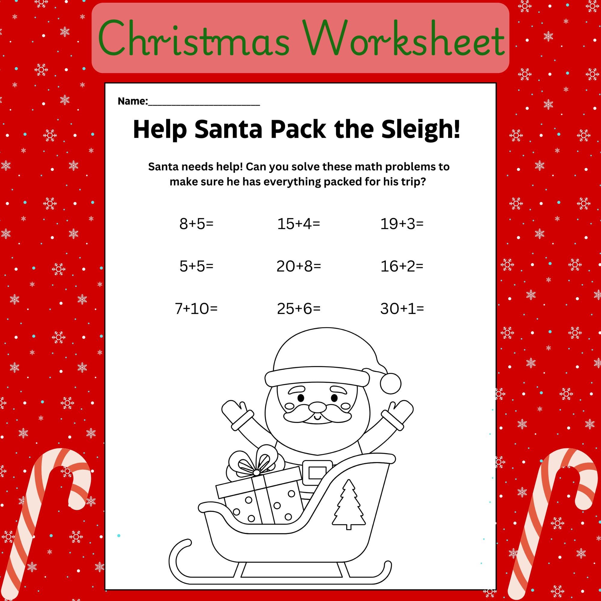 Christmas Math Worksheets for Kids,fun Holiday Math Activities for 1st ...