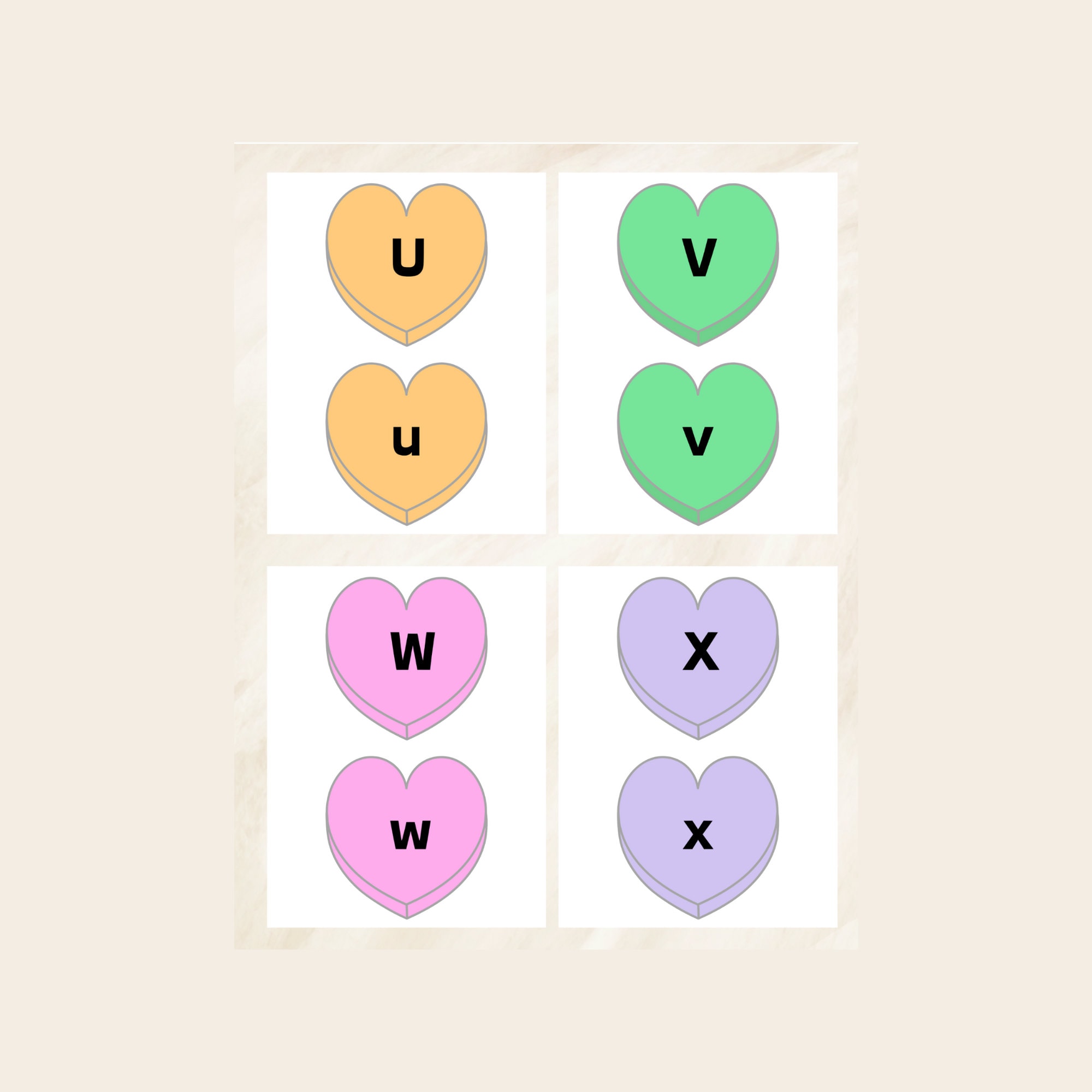 Printable Valentine's Day, Matching Game, Letter Matching, Preschool ...