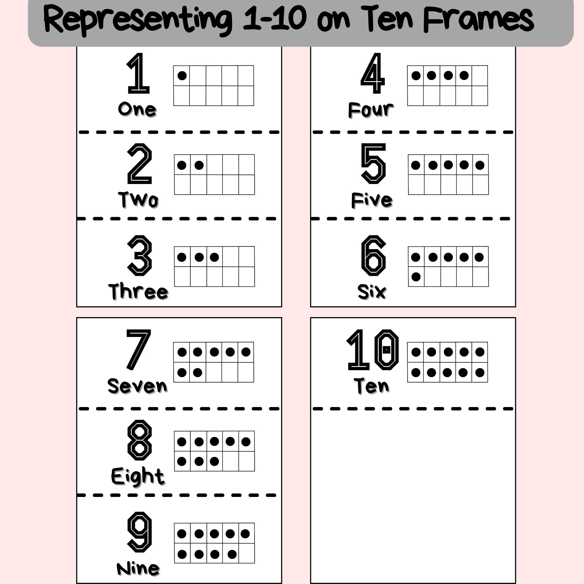 Ten Frames, Ten Frames 1-10, Ten Frame Flashcards,ten Frame Flip Book ...