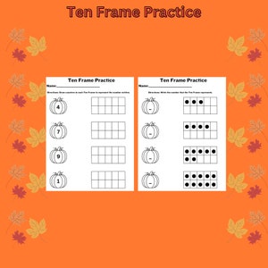 Fall Activity, Math Worksheets, Ten Frame Practice, Kindergarten ...