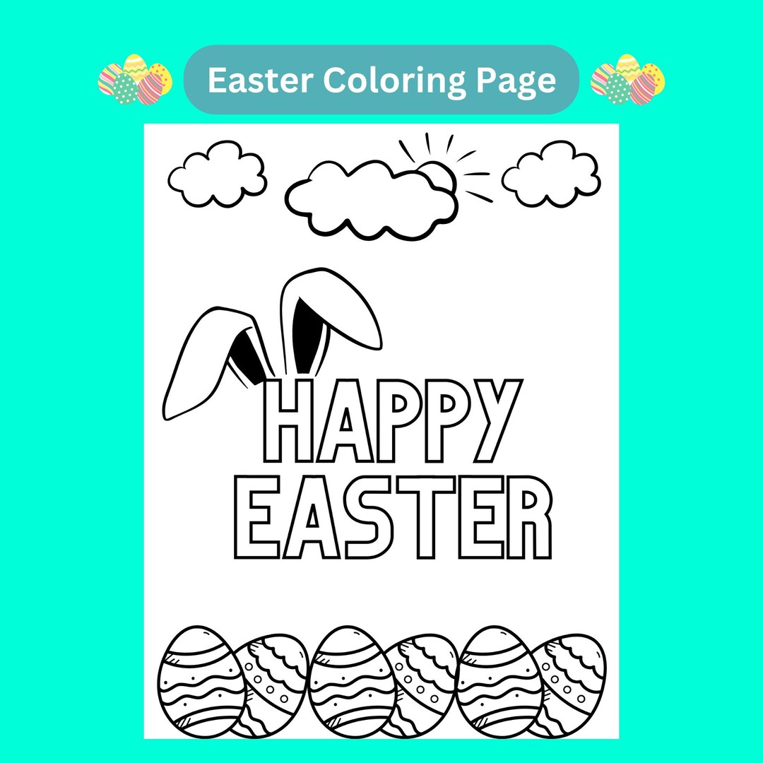 Easter Coloring Page, Easter Activity, Kids Coloring Page, Happy Easter ...