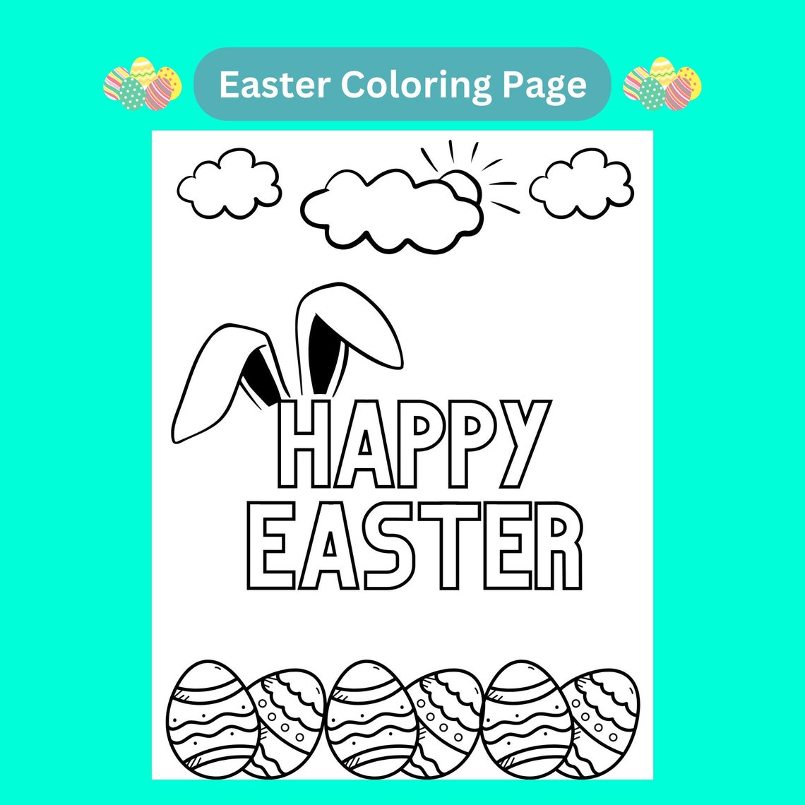 Easter Coloring Page, Easter Activity, Kids Coloring Page, Happy Easter ...