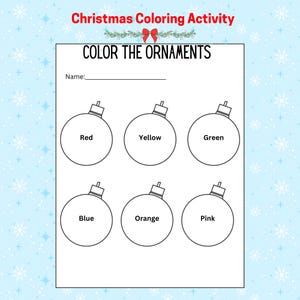 Color the Christmas Ornaments, Learning Colors, Kids Worksheet ...