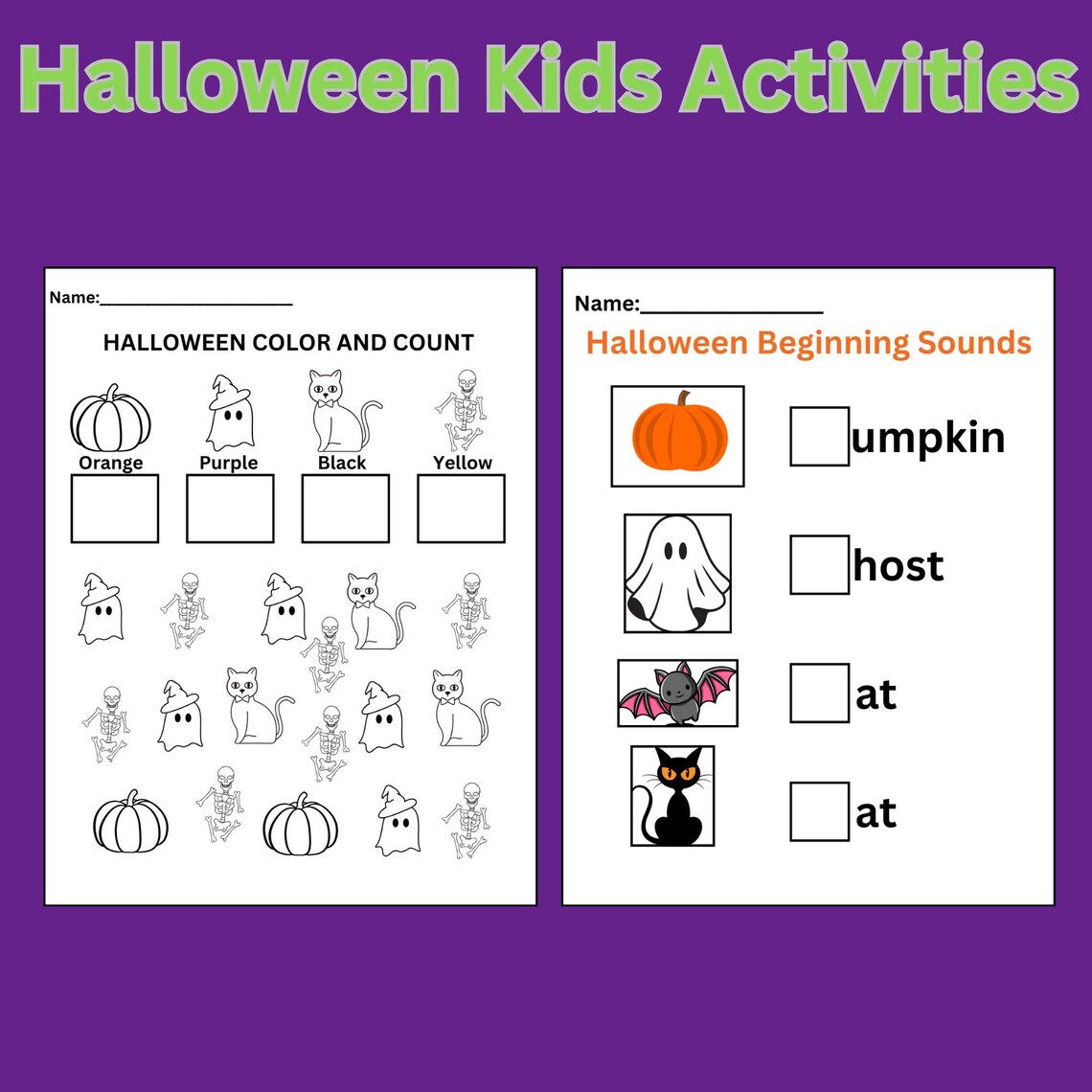 Halloween Printables,halloween Worksheets for Kids, Fall Printables ...