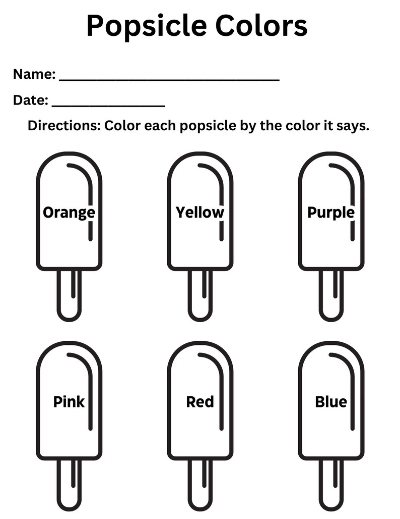 Kids Worksheets, Color by Word, Digital Worksheet, Instant Download ...