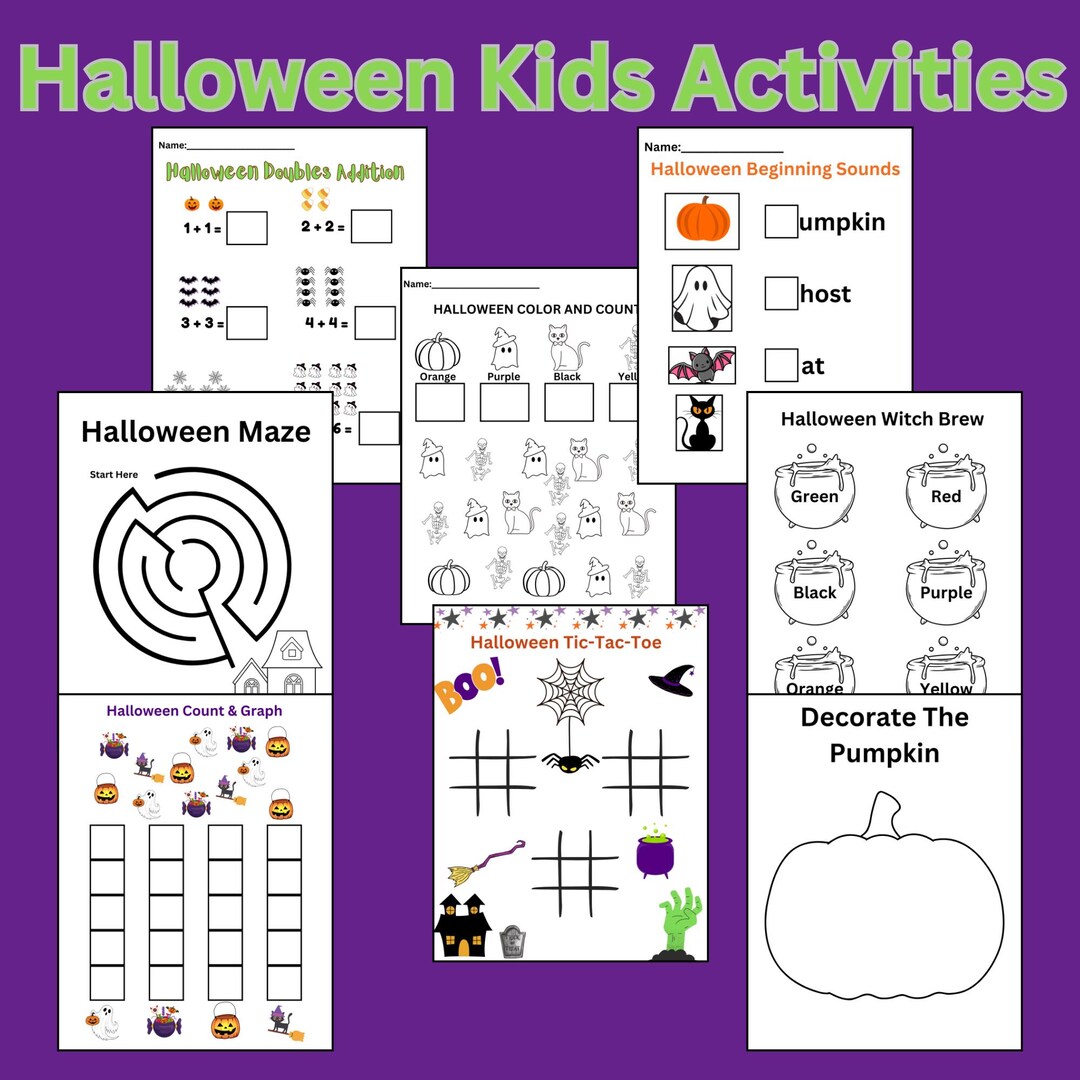 Halloween Printables,halloween Worksheets for Kids, Fall Printables ...