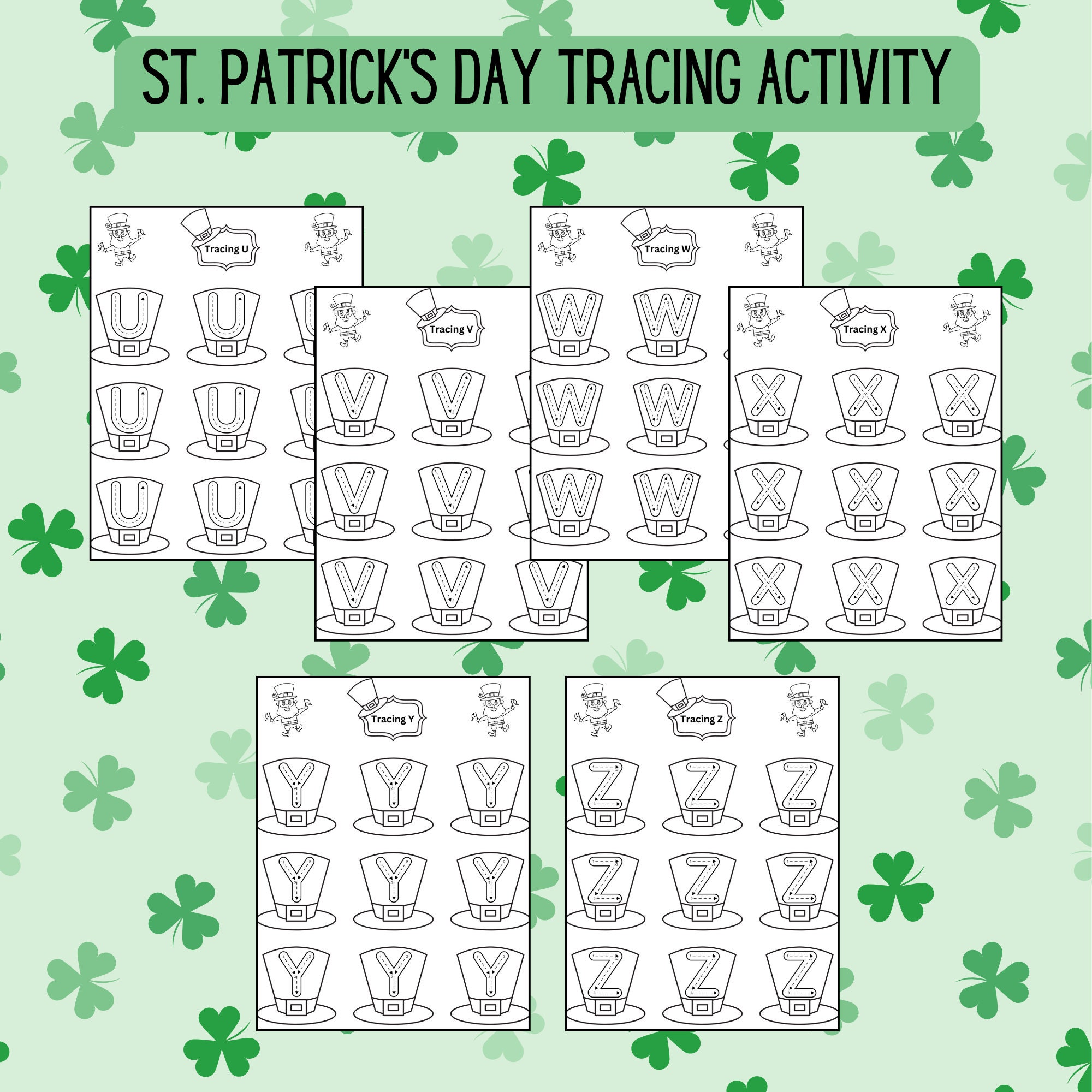 Tracing A-Z, Printable, Kids Worksheets, Tracing Activity, St. Patrick ...