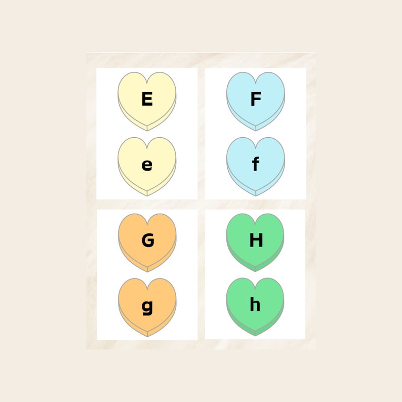 Printable Valentine's Day, Matching Game, Letter Matching, Preschool ...