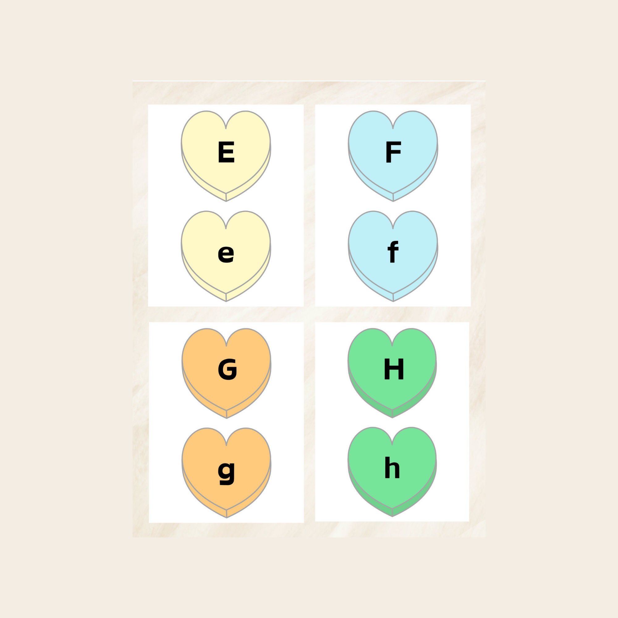 Printable Valentine's Day, Matching Game, Letter Matching, Preschool ...