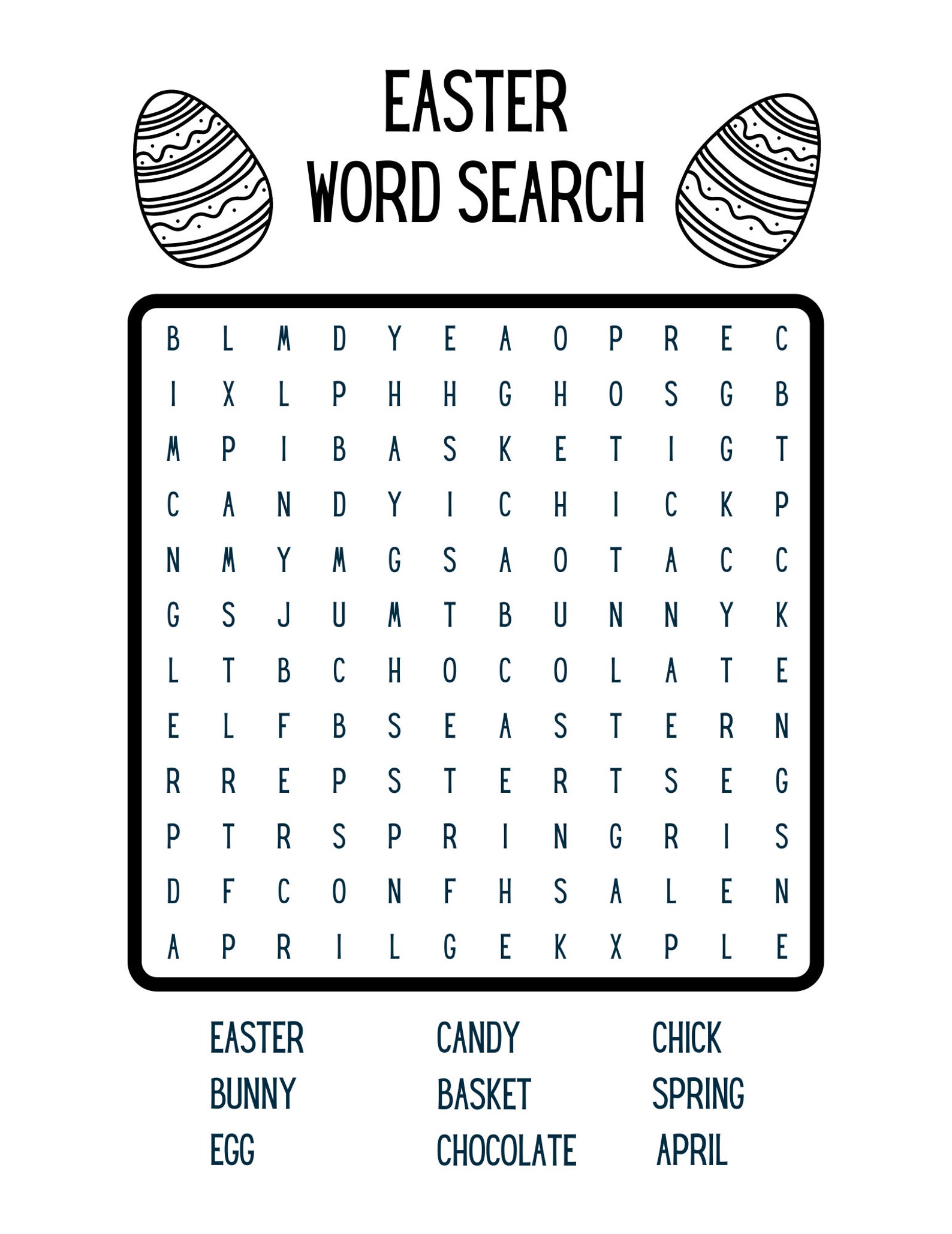 Easter Activity, Easter Word Search, Elementary Worksheet, Spring ...