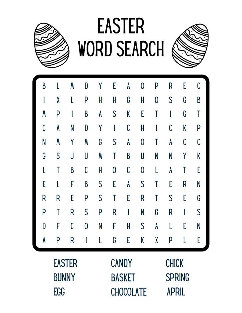 Easter Activity, Easter Word Search, Elementary Worksheet, Spring ...