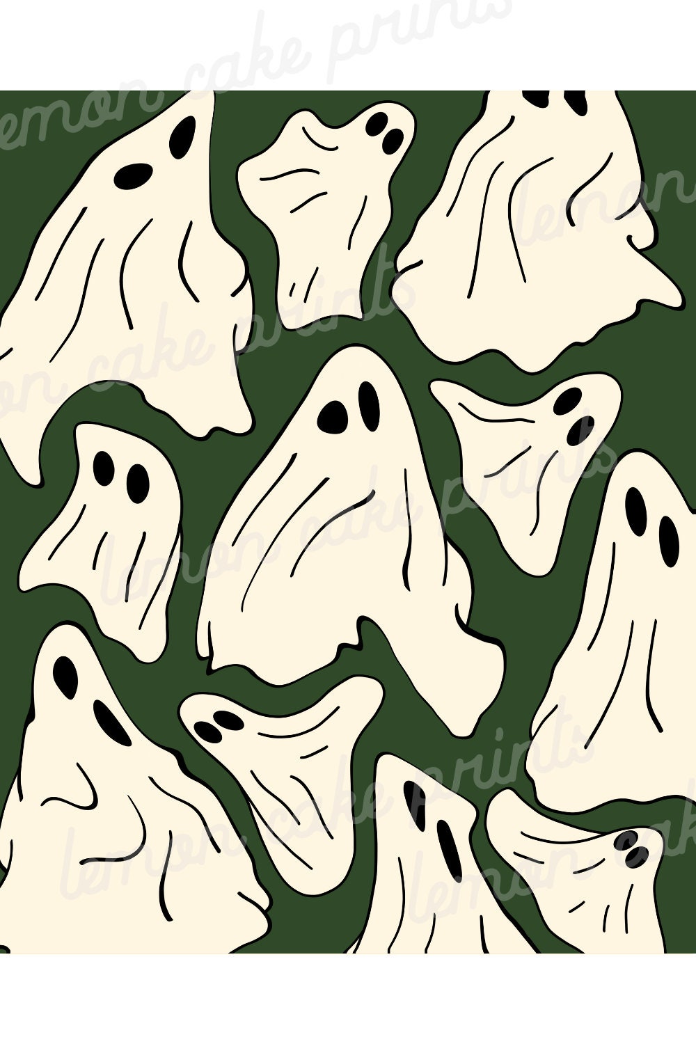 Dark Green Melted Ghost Print, Green Aesthetic Art, Printable Halloween ...