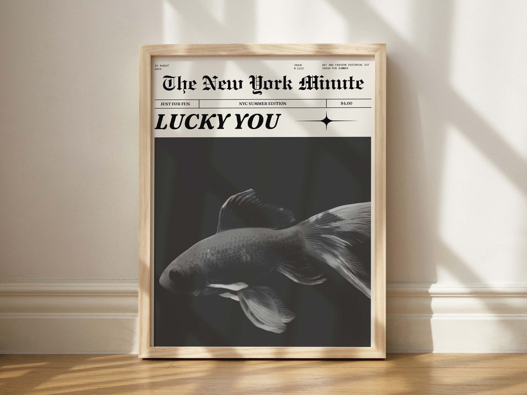 Lucky You Newspaper Print, Lucky Charm Art, Printable Good Luck Art ...