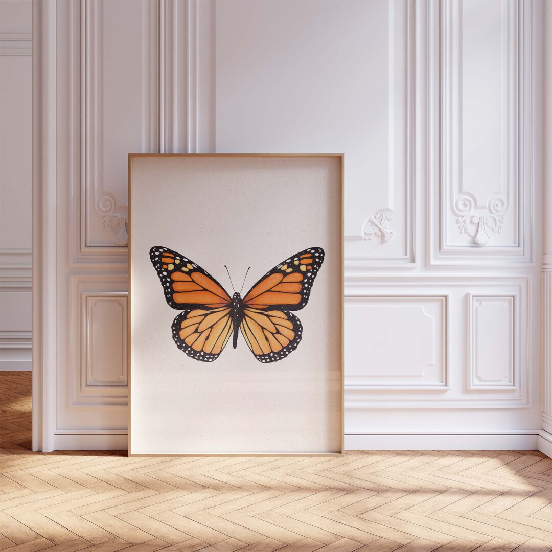 Illustrated Monarch Print, Butterfly Wall Decor, Monarch Aesthetic ...