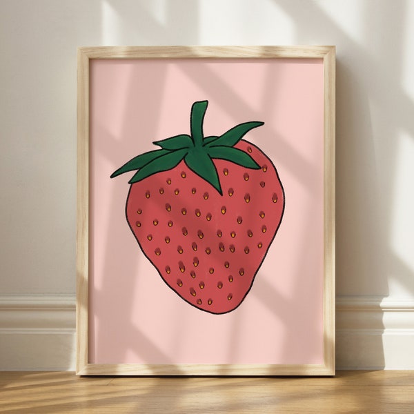 Strawberry Print Wall Art - Etsy