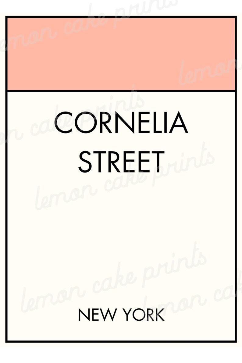 Cornelia Street Print, Game Board Wall Art, New York Printable ...