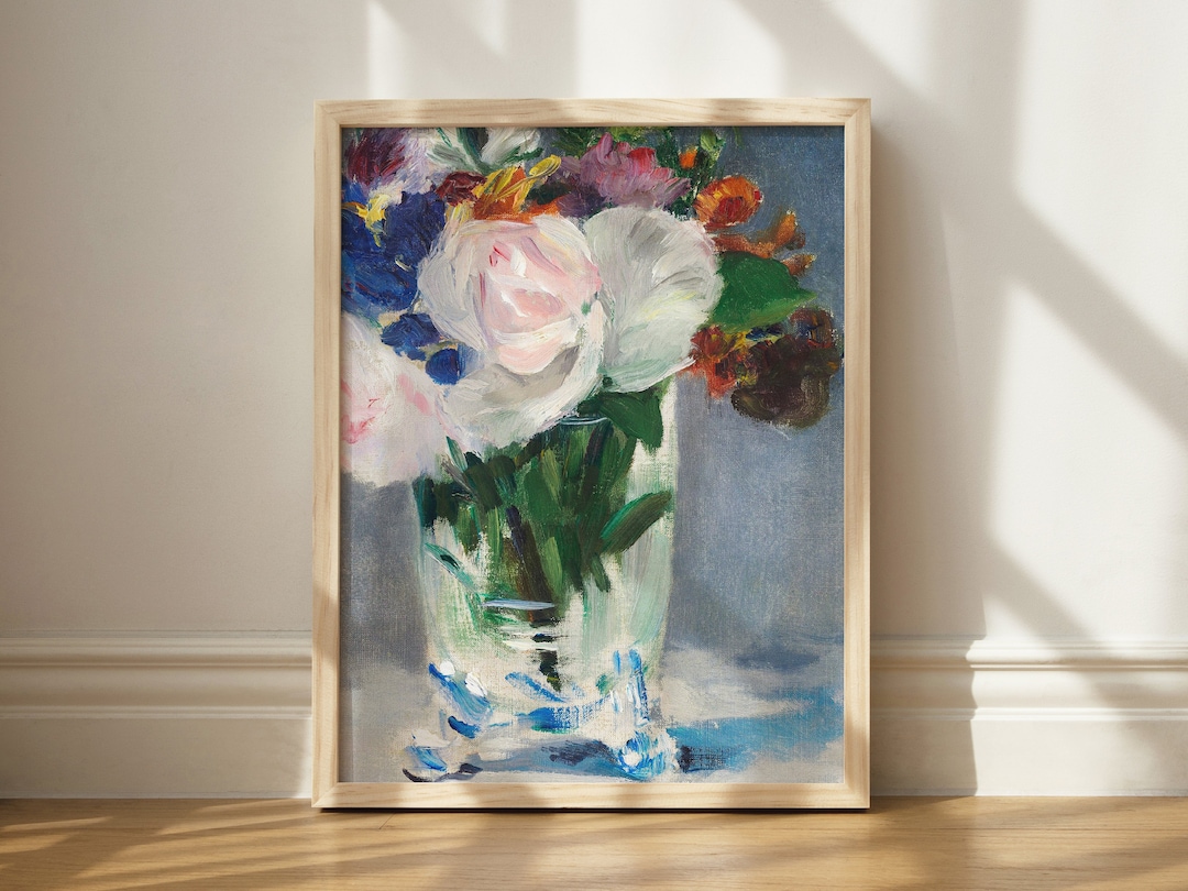 Manet Floral Print, Crystal Vase Print, Floral Printable Art, Oil ...