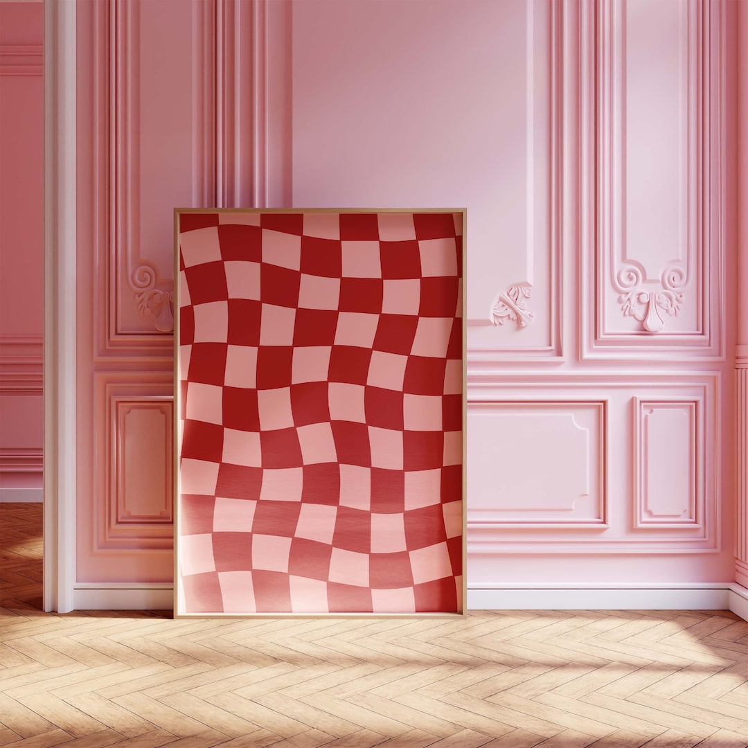 Valentine Checkered Print, Aesthetic Pink and Red, Checkered Home Decor ...