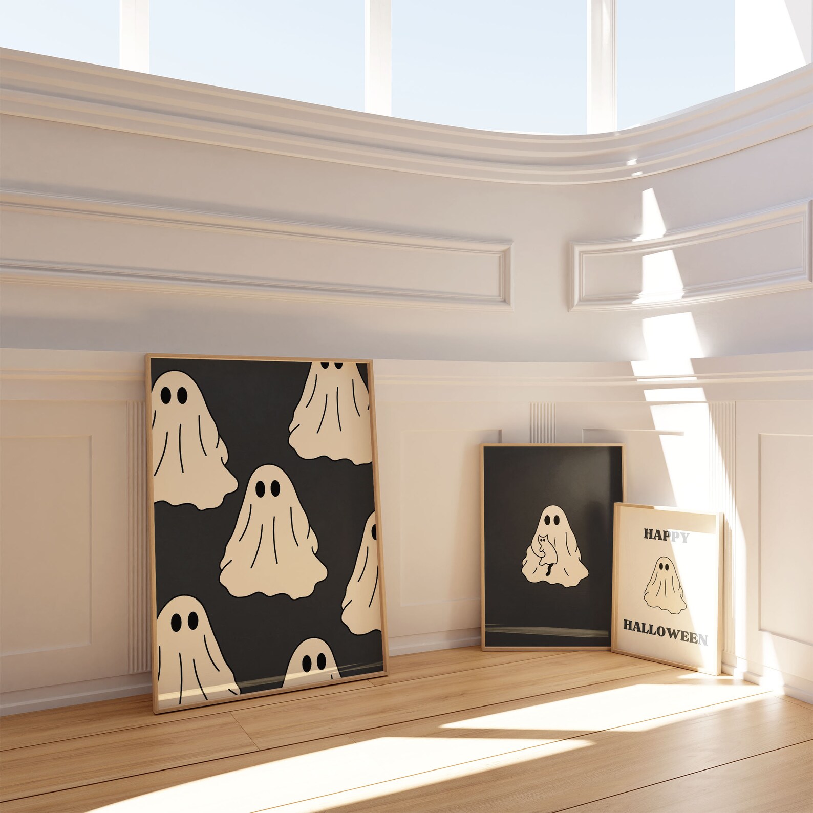 Ghost Print, Halloween Wall Decor, Printable Ghost Art, Cute Ghost Art ...