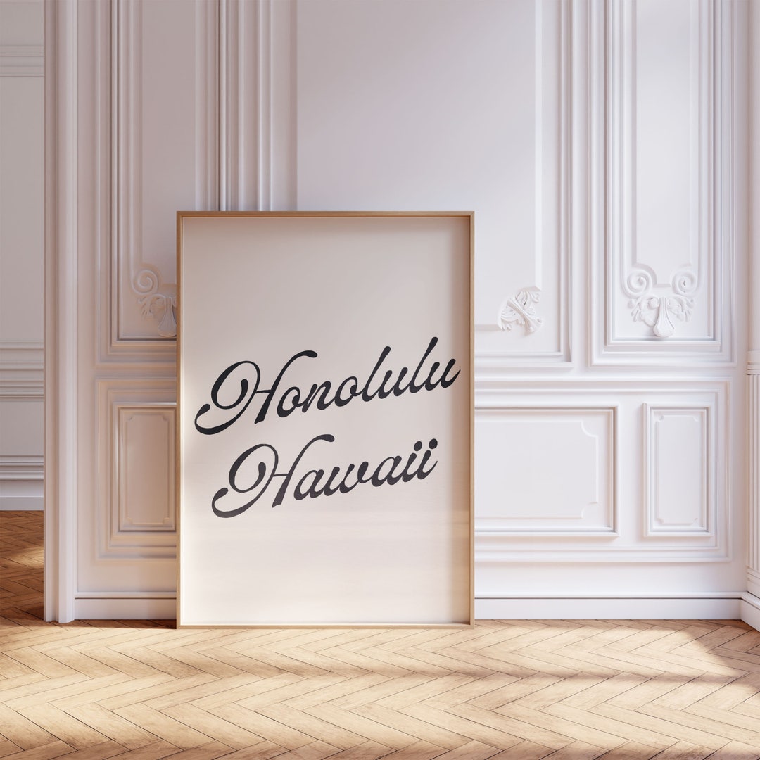 Honolulu Hawaii Print, Simple Lettering Art, Script Print, Oahu Wall ...
