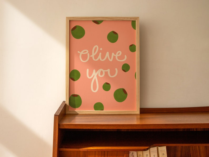Olive You Print, Wall Art Printable, I Love You Art, Olive Illustration ...