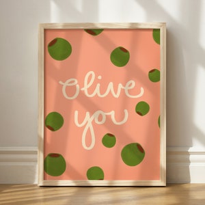 Olive You Print, Wall Art Printable, I Love You Art, Olive Illustration ...