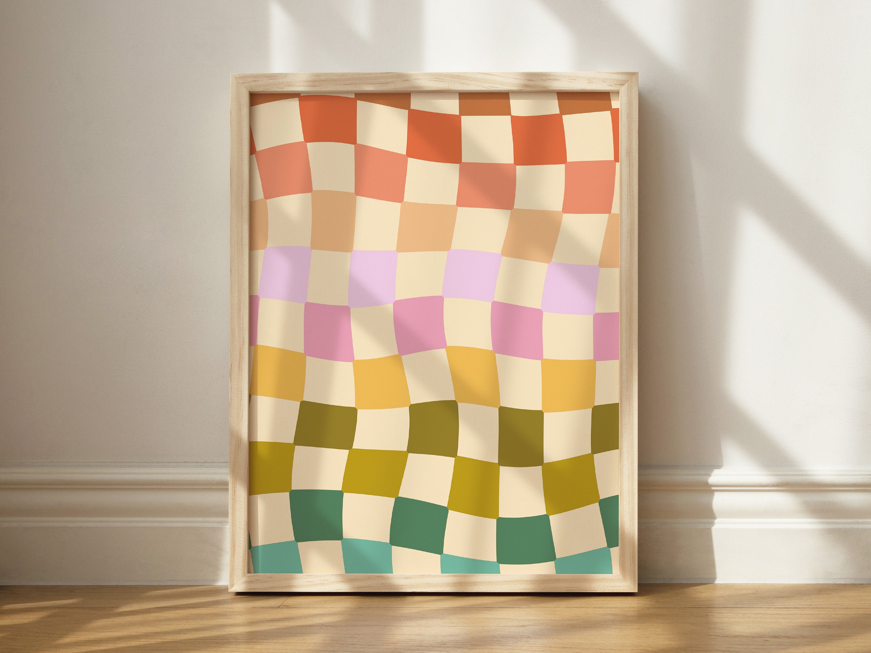 Rainbow Checkered Print Wall Art Printable Rainbow Aesthetic - Etsy