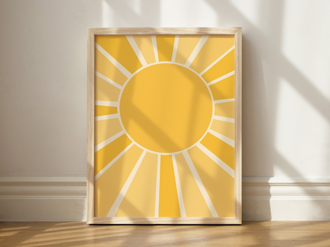 Sunshine Rays Print, Sunny Wall Decor, Printable Sun Art, Summer Wall ...