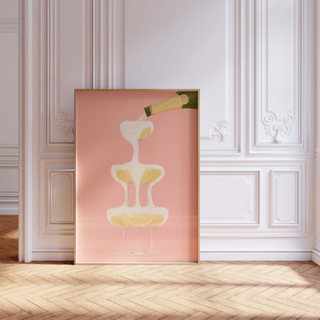 Champagne Tower Print, Prosecco Wall Art, Printable Champagne Wall Art ...