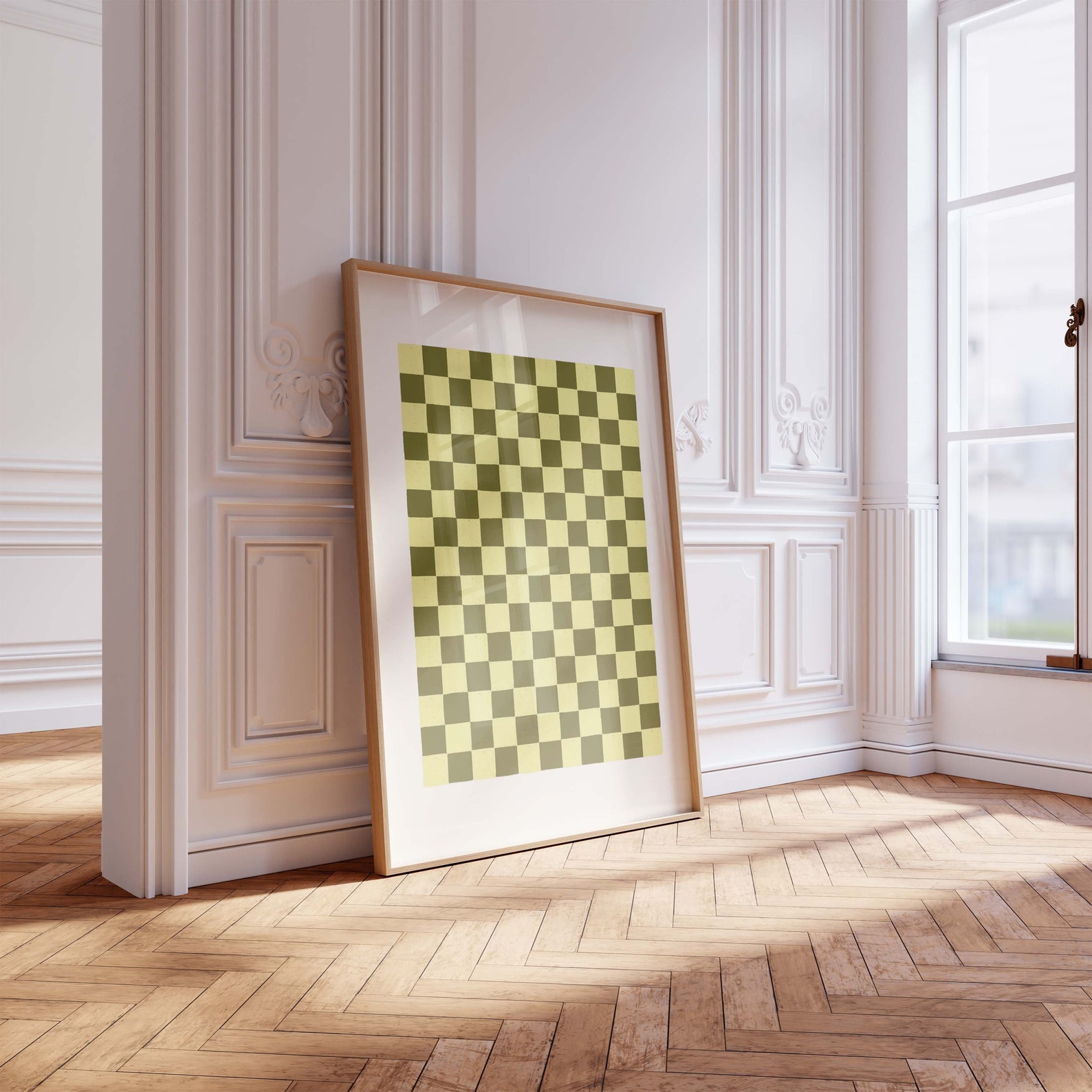 Olive Painted Checks Print, Quirky Wall Art, Trendy Poster, Printable ...