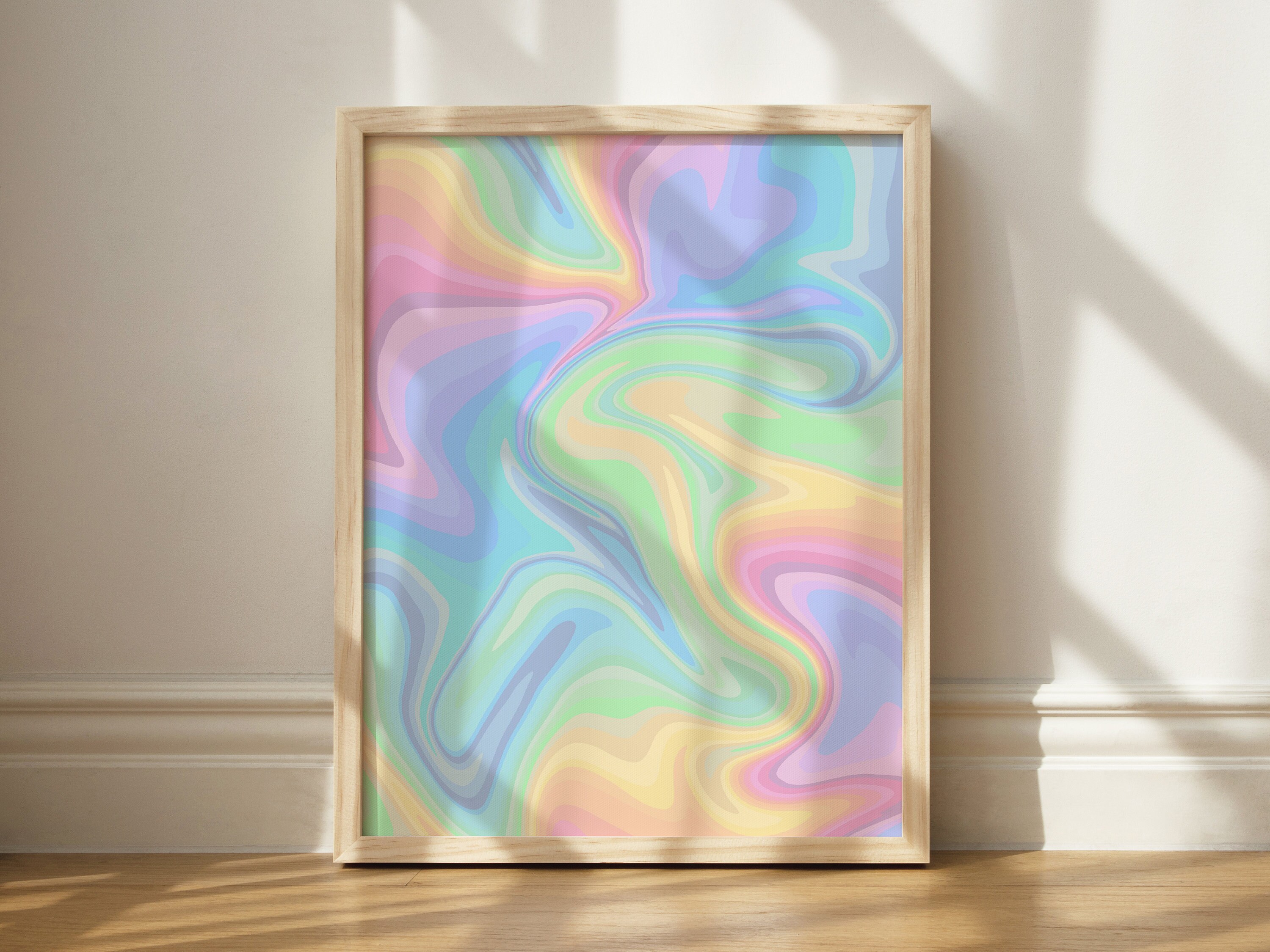 Iridescent Marbled Print, Rainbow Wall Decor, Printable Iridescent Art ...